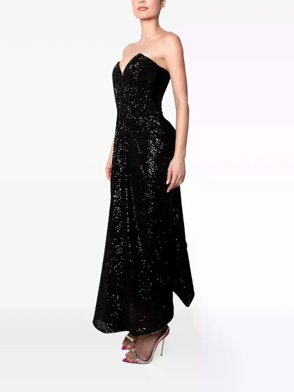 IMROSKA Sequin-embellished Lace-up Gown