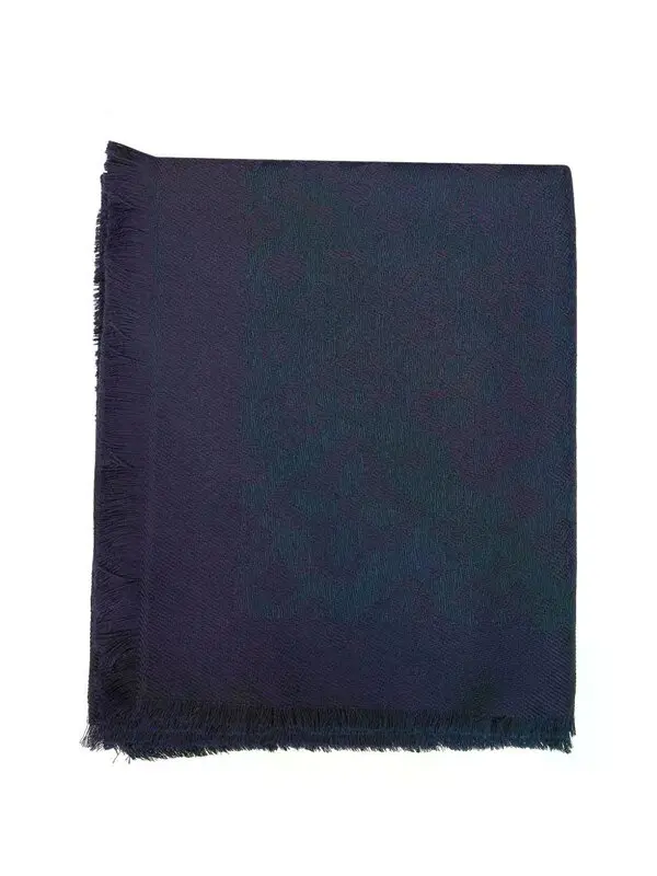 Tagliatore Jacquard-logo Fringed Scarf - Blue