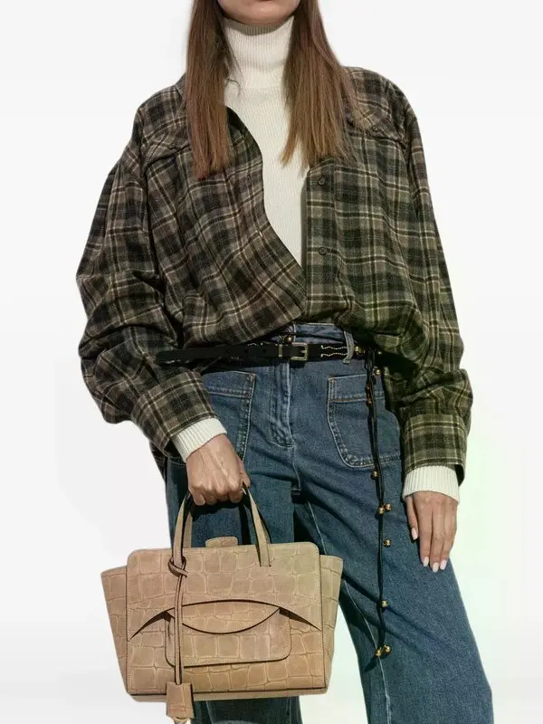 HIDESINS M Flap Crocodile-effect Tote Bag