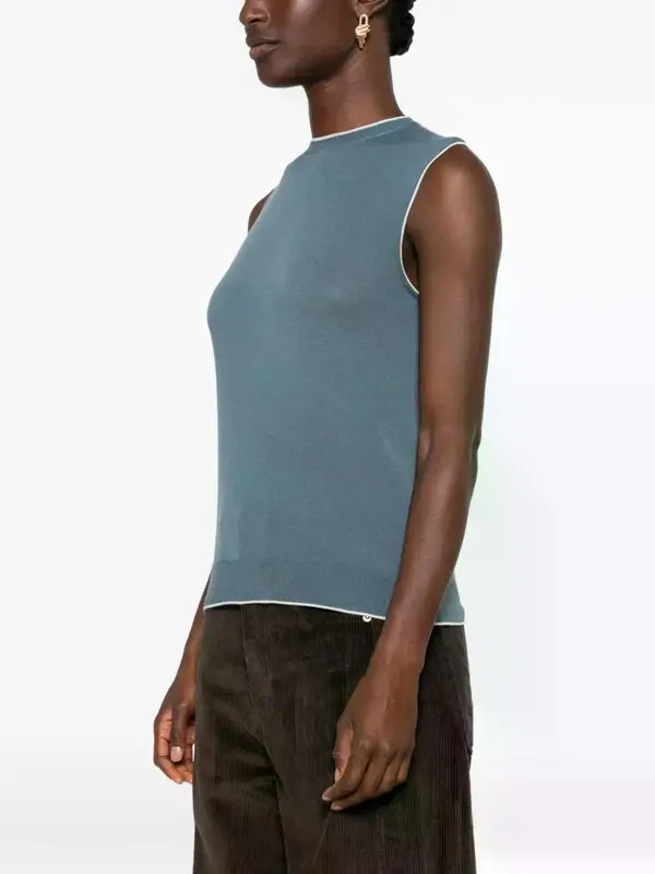 Eleventy Sleeveless Contrast-trim Sweater