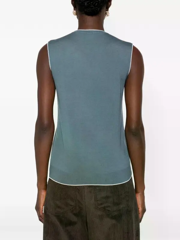Eleventy Sleeveless Contrast-trim Sweater