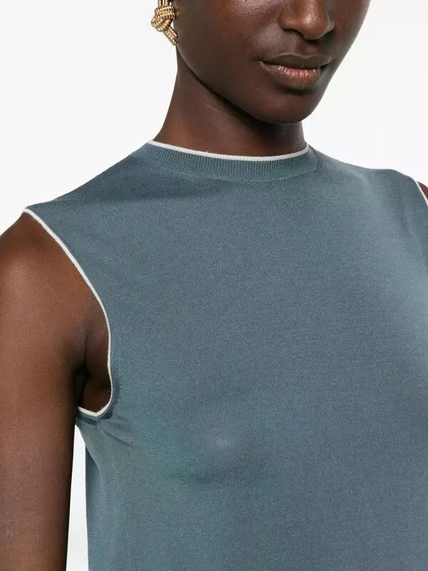 Eleventy Sleeveless Contrast-trim Sweater