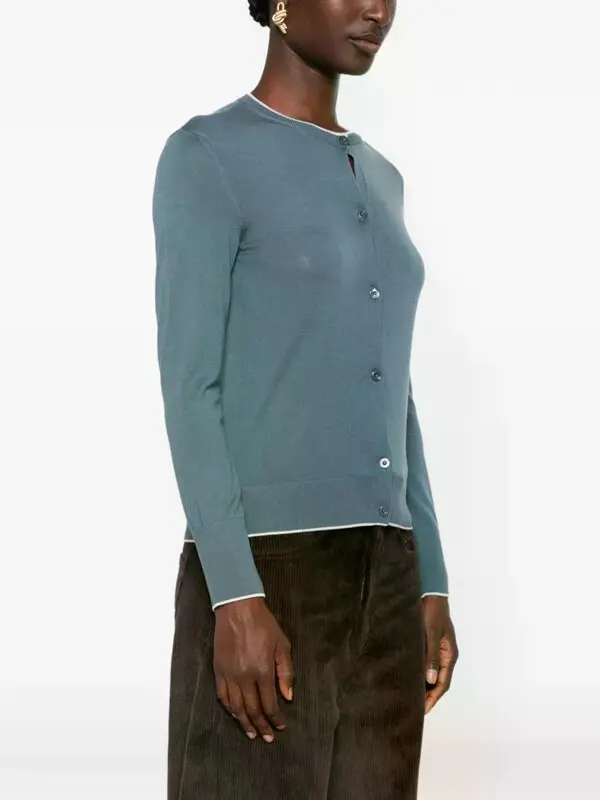 Eleventy Contrast-trim Wool Cardigan