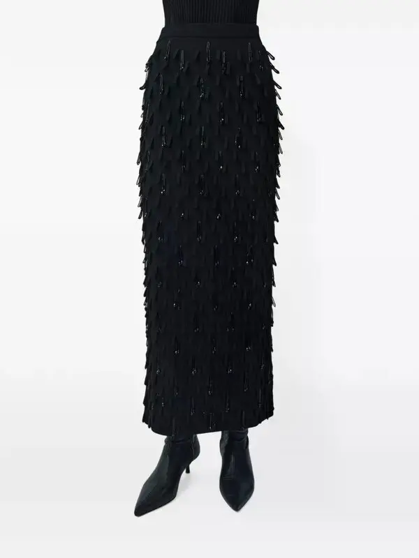 Simkhai Bree Fringed Midi Skirt