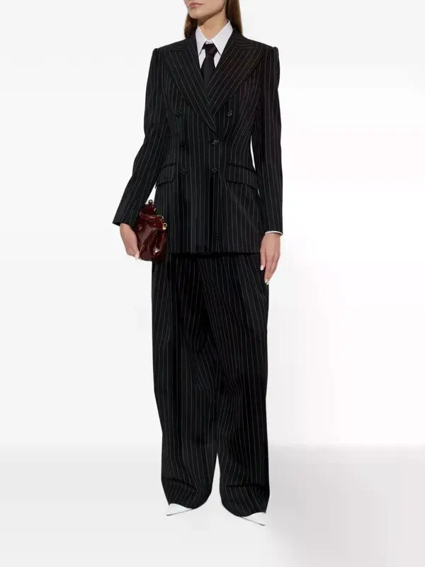 Dolce & Gabbana Wool Striped Trousers - Black