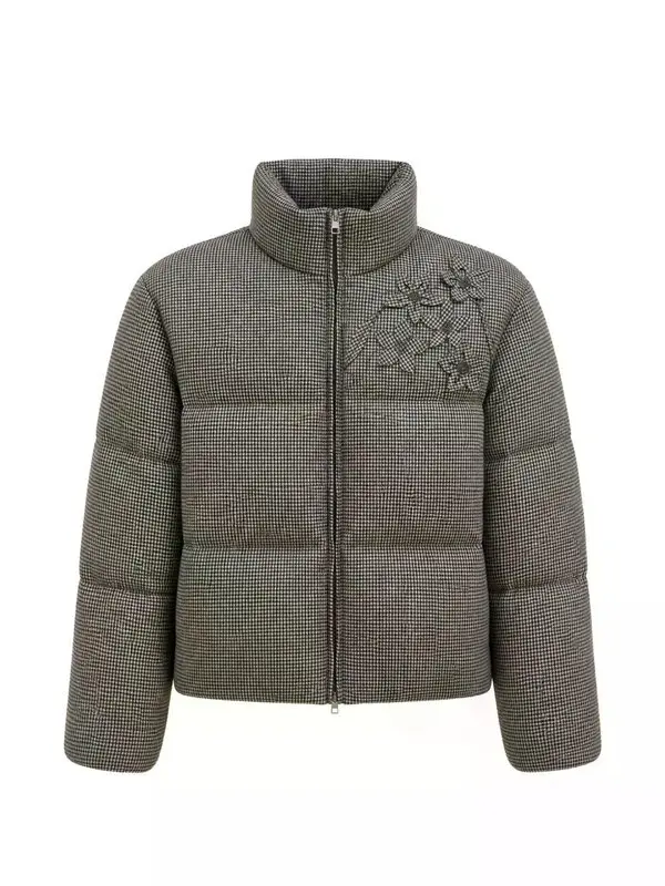 PANICALE Houndstooth-pattern Floral-appliqué Jacket