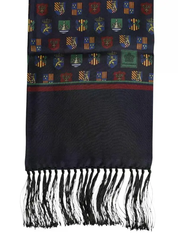 Dolce & Gabbana Heraldic-print Fringed Scarf