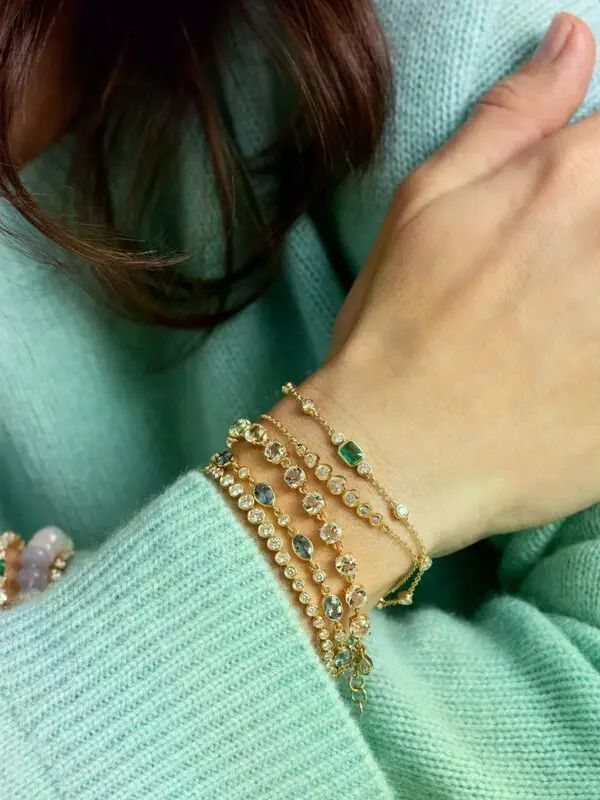 Monica Rich Kosann Tennis Diamond And Emerald Bracelet - Silver