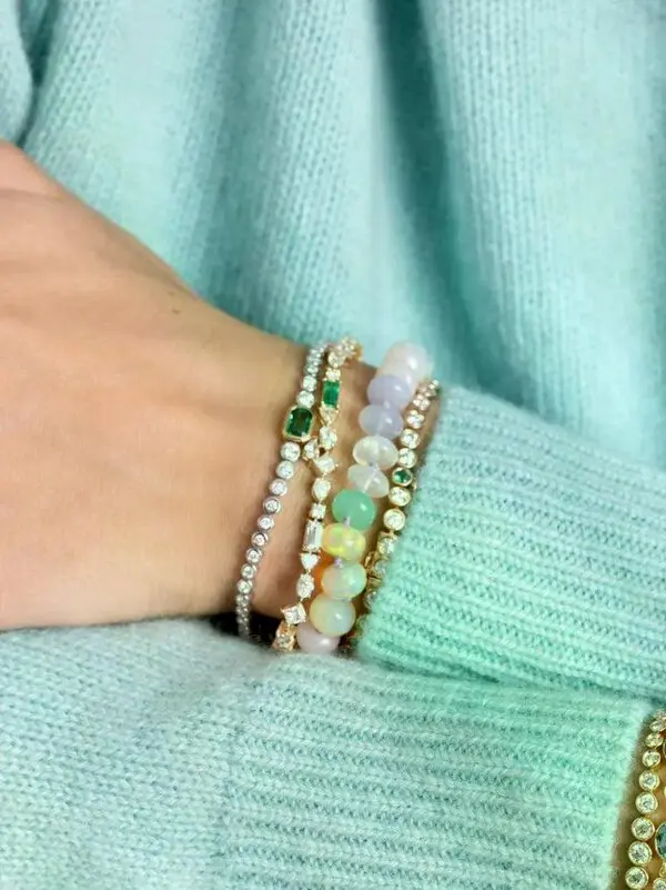 Monica Rich Kosann Tennis Diamond And Emerald Bracelet