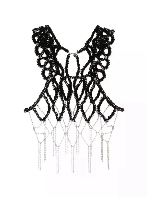 Noir Kei Ninomiya Beaded Cage-style Top - Black