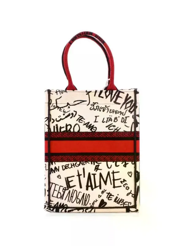 Dior Book Embroidered Canvas Vertical Tote Bag