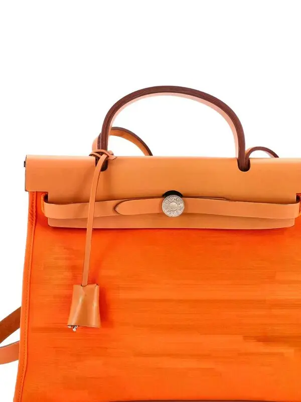Hermès Herbag Zip Leather And Toile 31 Shoulder Bag - Brown