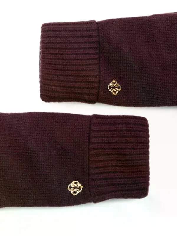 Gant Logo-plaque Ribbed-cuff Gloves - Red