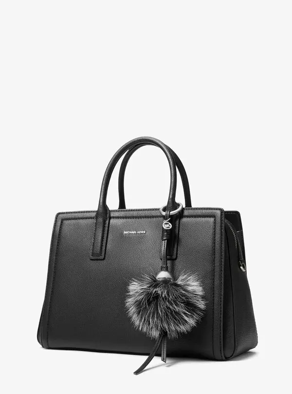 Michael Kors Silver-tone Bead And Faux Fur Bag Charm In By