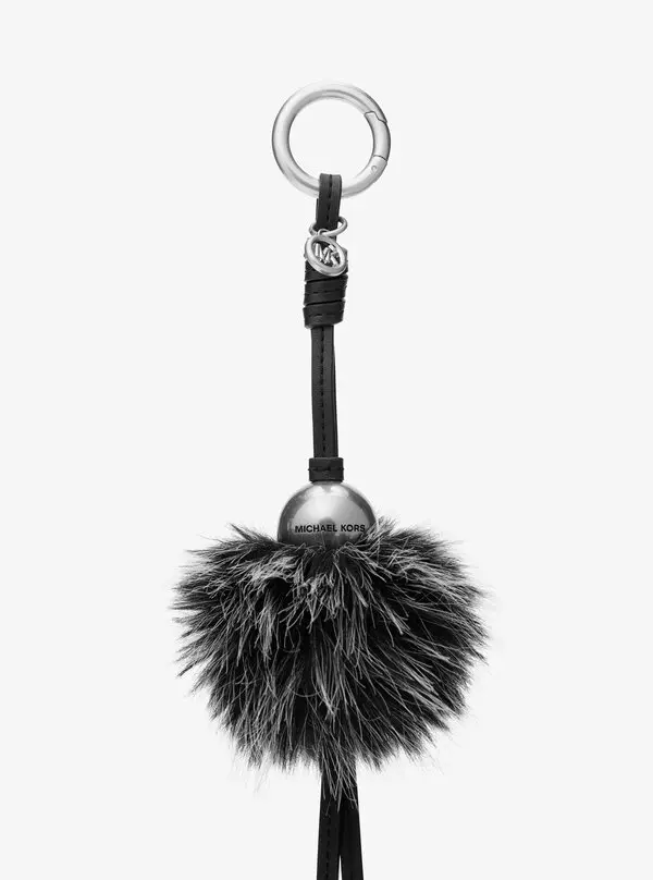 Michael Kors Silver-tone Bead And Faux Fur Bag Charm In By