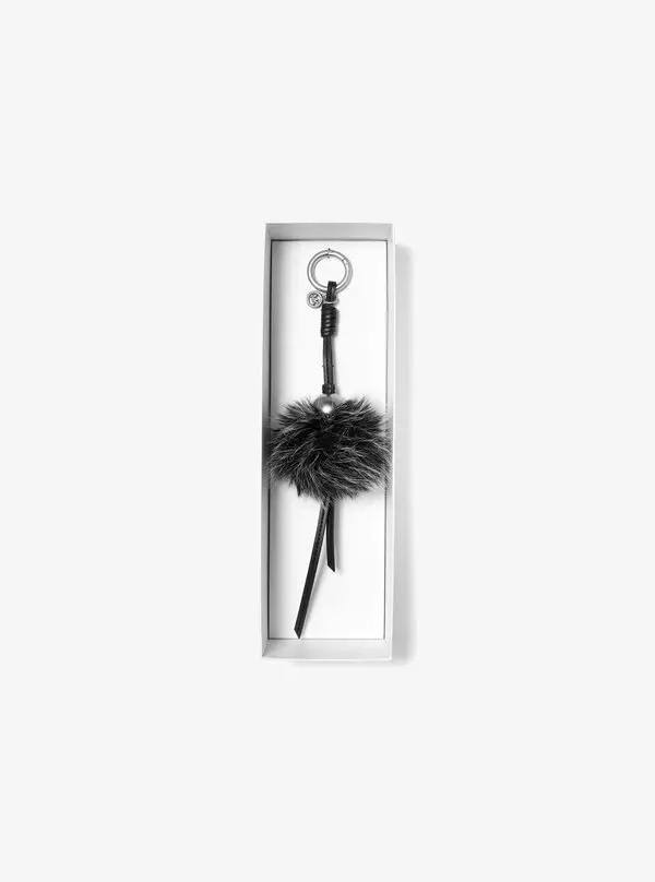 Michael Kors Silver-tone Bead And Faux Fur Bag Charm In By