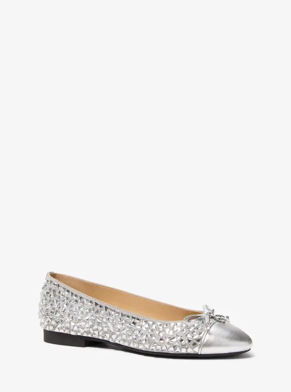 Michael Kors Piper Flex Embellished Metallic Ballet Flat In Size By