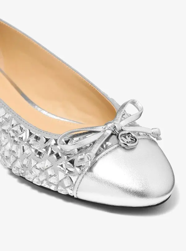 Michael Kors Piper Flex Embellished Metallic Ballet Flat In Size By