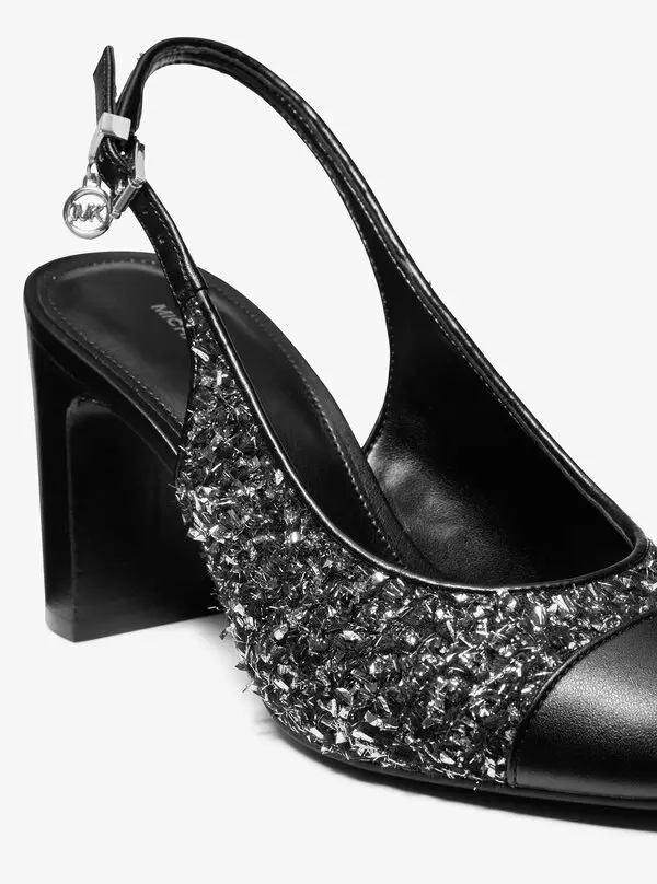 Michael Kors Piper Flex Metallic Tweed And Leather Slingback Pump In Size By