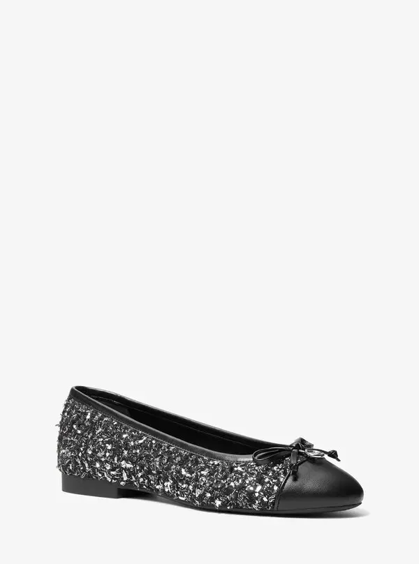 Michael Kors Piper Flex Metallic Tweed Ballet Flat In Size By