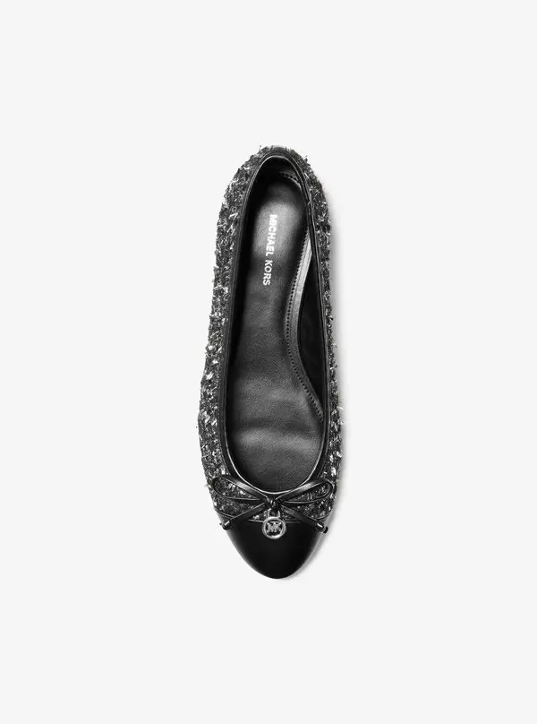 Michael Kors Piper Flex Metallic Tweed Ballet Flat In Size By