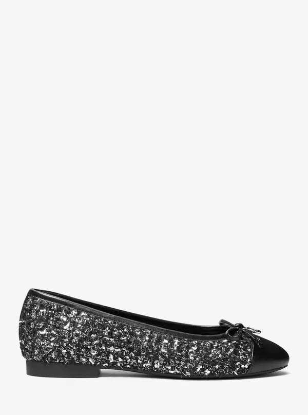 Michael Kors Piper Flex Metallic Tweed Ballet Flat In Size By