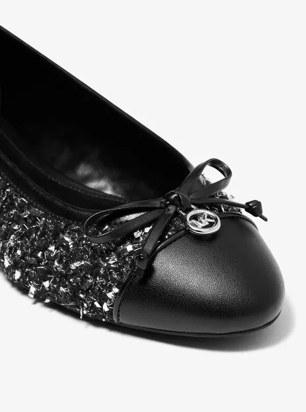 Michael Kors Piper Flex Metallic Tweed Ballet Flat In Size By