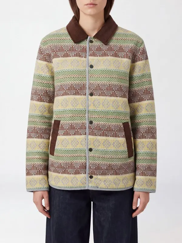 Guest In Residence Ethnic Pattern Wool And Cashmere Shirt Jacket - Beige