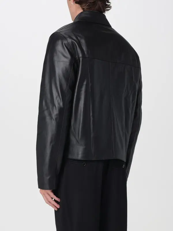 AMI Paris Smooth Lambskin Leather Jacket With Zip Closure And Classic Collar