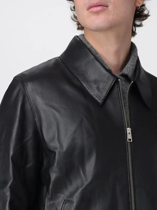 AMI Paris Smooth Lambskin Leather Jacket With Zip Closure And Classic Collar