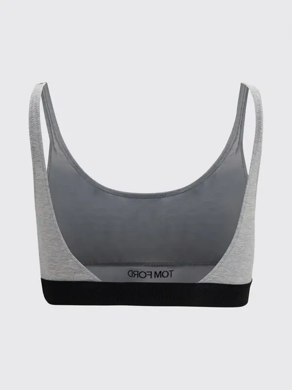 TOM FORD Cropped Modal Bralette Top With Contrast Logo Band - Grey