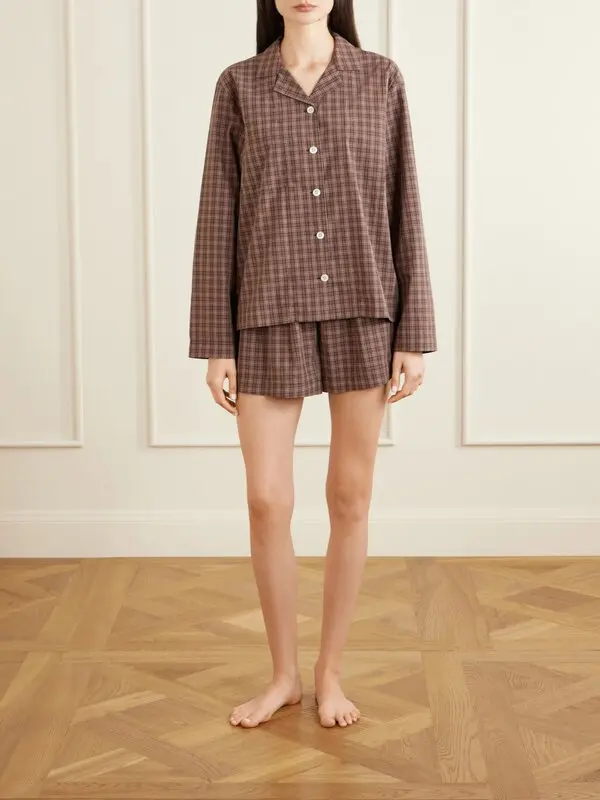 TEKLA Plaid Cotton Shorts