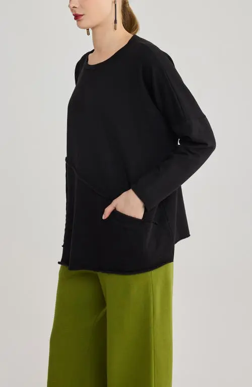 LUUKAA Alma Crew Neck Asymmetric Knit Top - Black