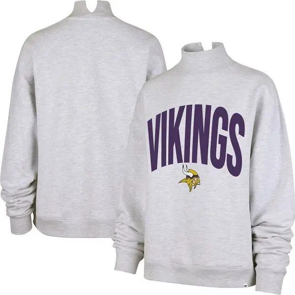 '47 Minnesota Vikings Subtle Muse Mock Neck Sweatshirt - Gray