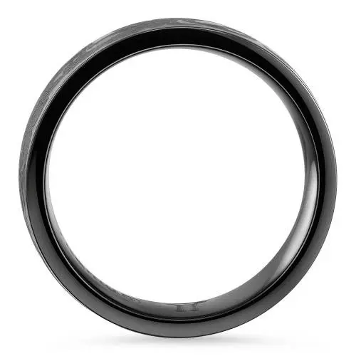 BLISS DIAMOND Black Barrel Script Titainum Ring 7mm Comfort Fit Wedding Band
