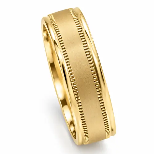BLISS DIAMOND 6.5mm Matte Ring Gold Comfort Fit Wedding Band