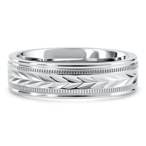 BLISS DIAMOND 6.5mm Tristen Titainum Carved Ring Comfort Fit Wedding Band - Titanium