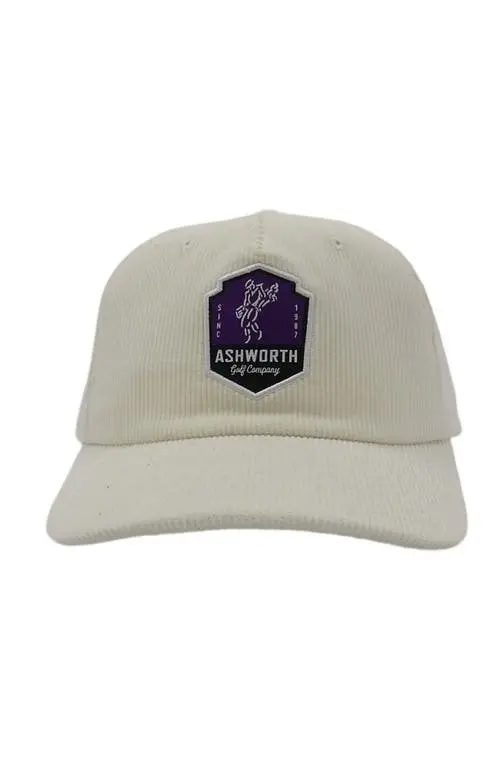 ASHWORTH GOLF Wide Wale Cord Woven Label Patch Cap - Stone