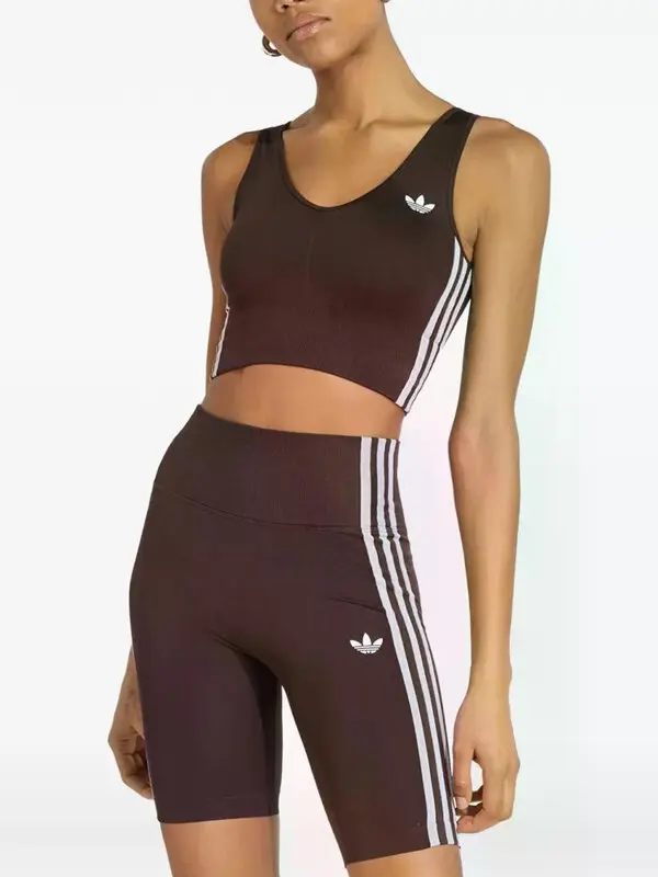 Adidas Logo-embroidered Striped Sport Bra