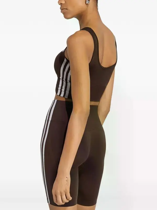 Adidas Logo-embroidered Striped Sport Bra