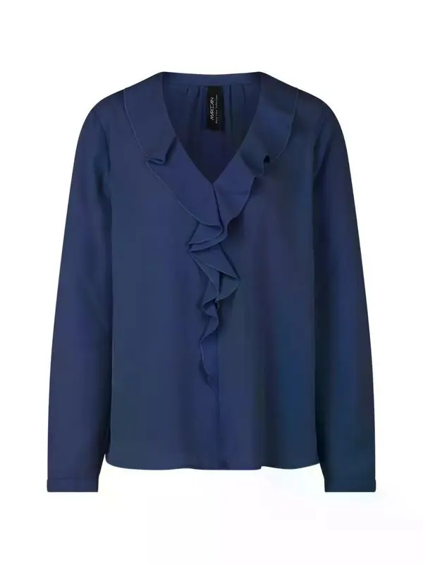 MARCCAIN Ruffled V-neck Blouse - Blue