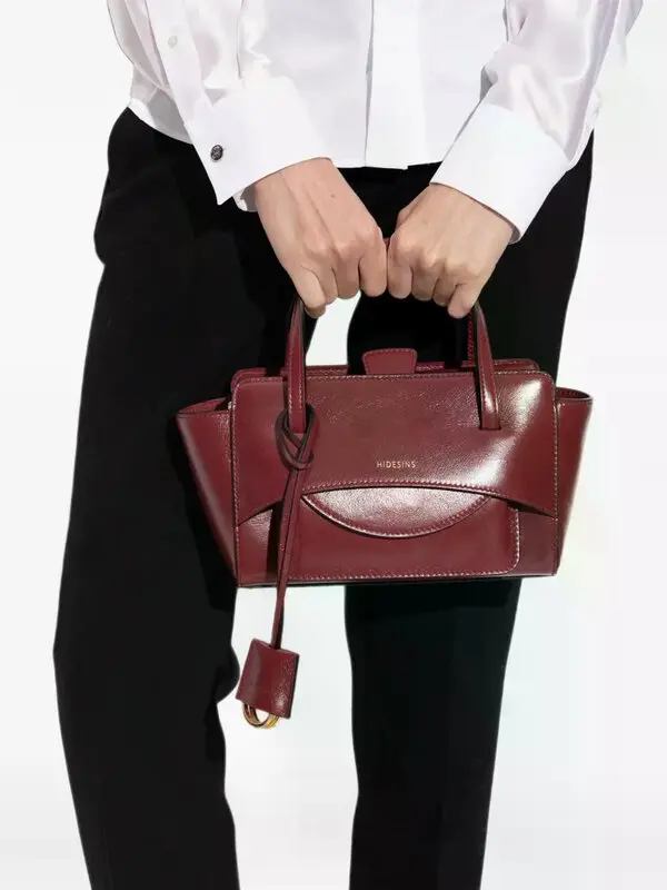 HIDESINS Small Flap Leather Tote Bag - Red
