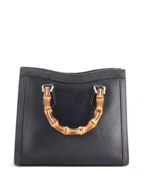 Gucci Diana Nm Bamboo Handle Leather Small Tote Bag - Black