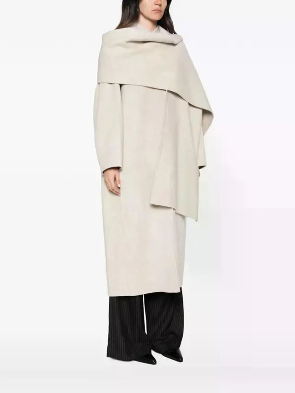 Soeur Scarf-detail Longline Coat - Neutrals