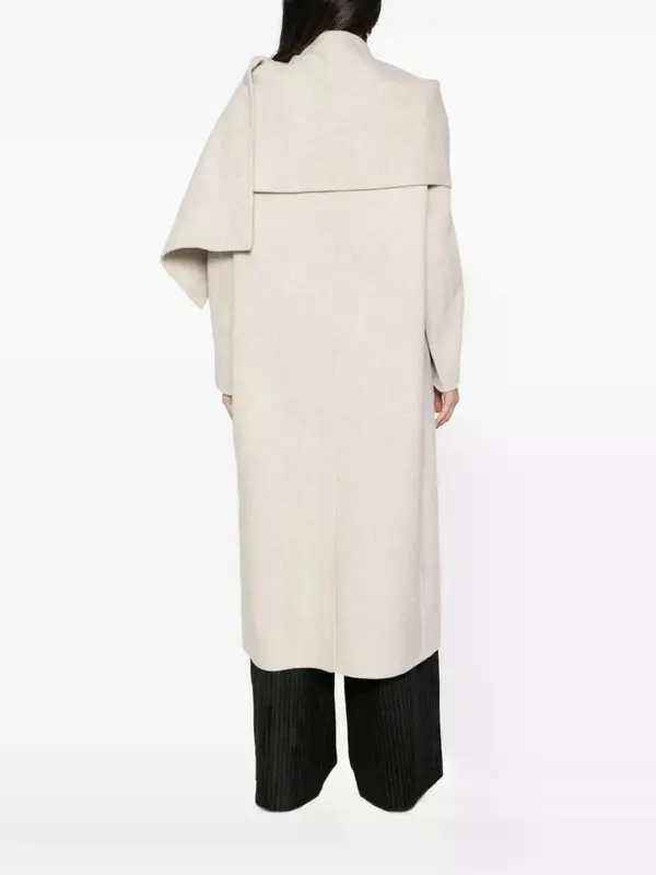 Soeur Scarf-detail Longline Coat - Neutrals