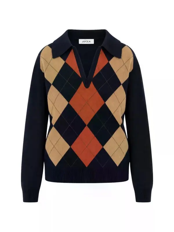 JUCCA Argyle-intarsia Collar Sweater