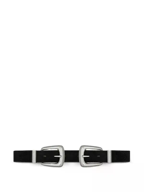 Veronica Beard Arch Double-buckle Suede Belt