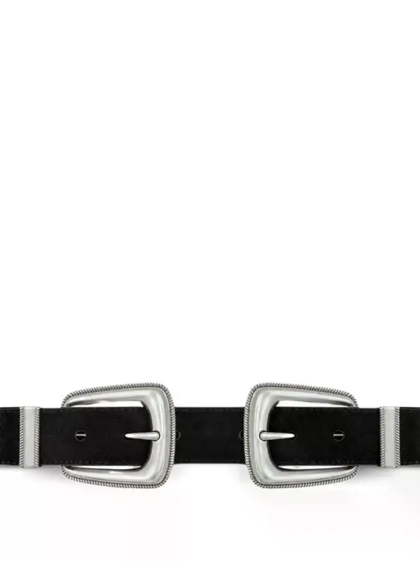 Veronica Beard Arch Double-buckle Suede Belt