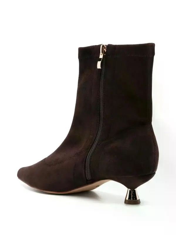 ALMA EN PENA Suede-effect Pointed-toe Ankle Boots - Brown