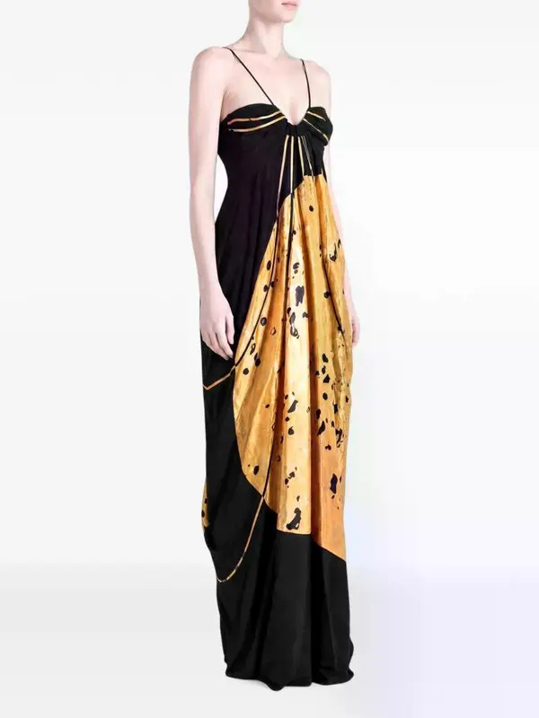 YANGKEHAN Draped Floral-print Maxi Dress